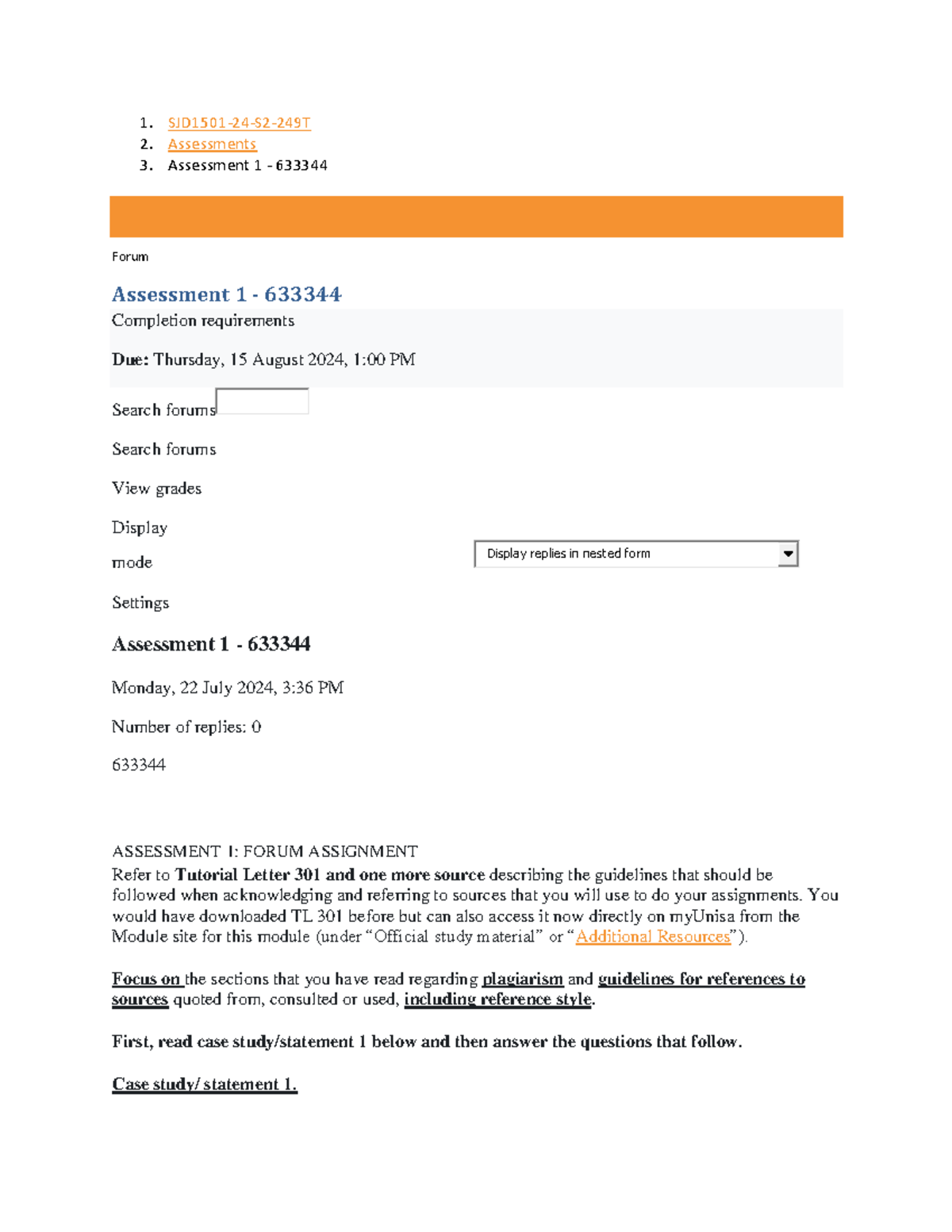 ASS 2 - assignment 2 - SJD1501-24-S2-249T Assessments Assessment 1 - 633344 Forum Assessment 1 ...