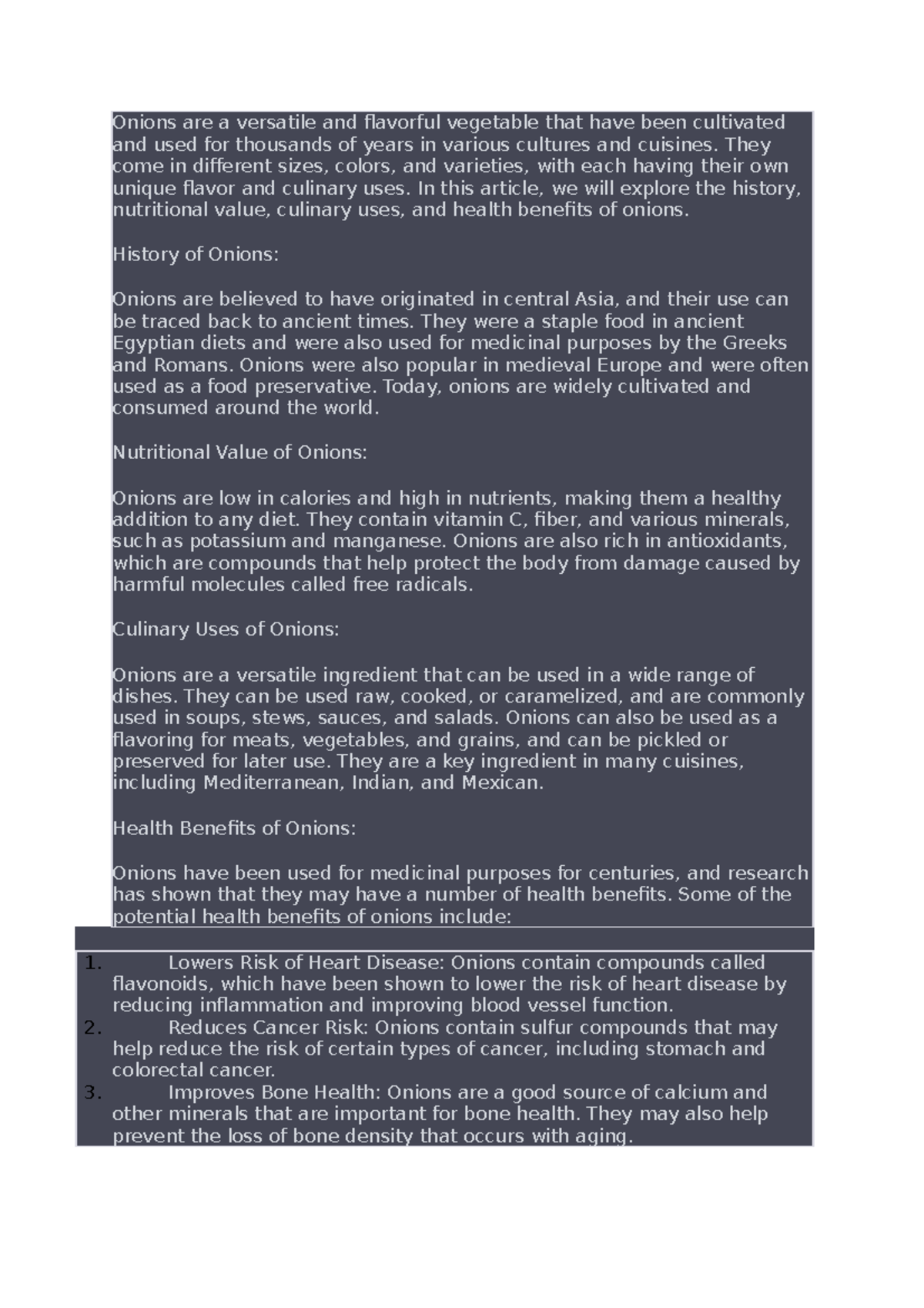 Onion - notes - Onions are a versatile and flavorful vegetable that ...