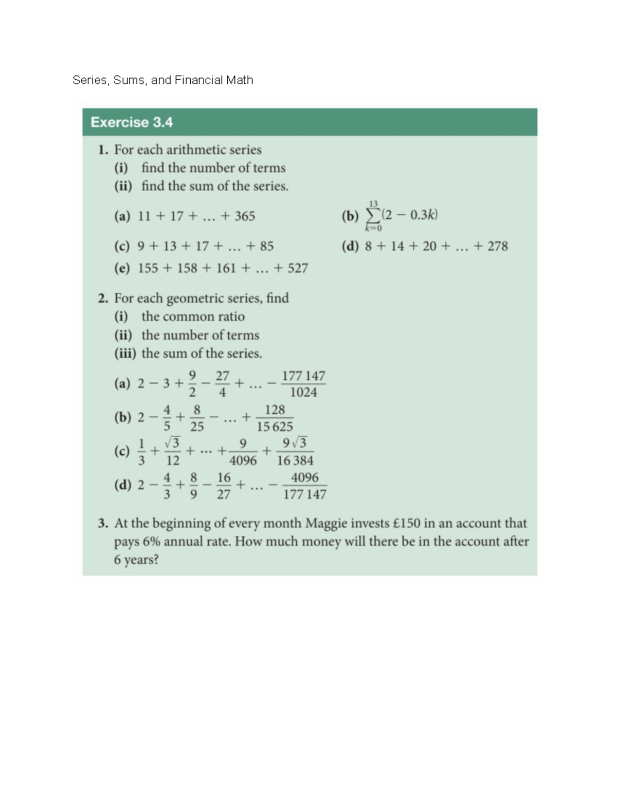 Sums and financial - This is MATH AI - Series, Sums, and Financial Math ...