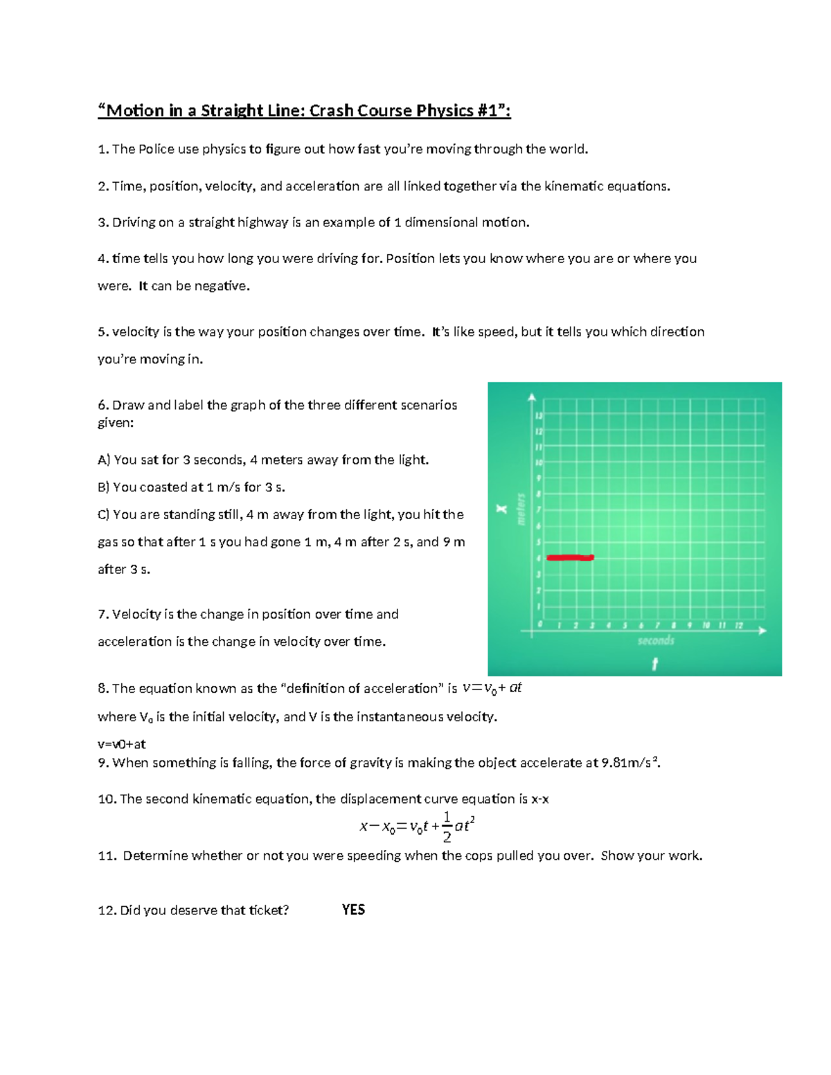 01 Motion in a Straight Line - “Motion in a Straight Line: Crash Course ...