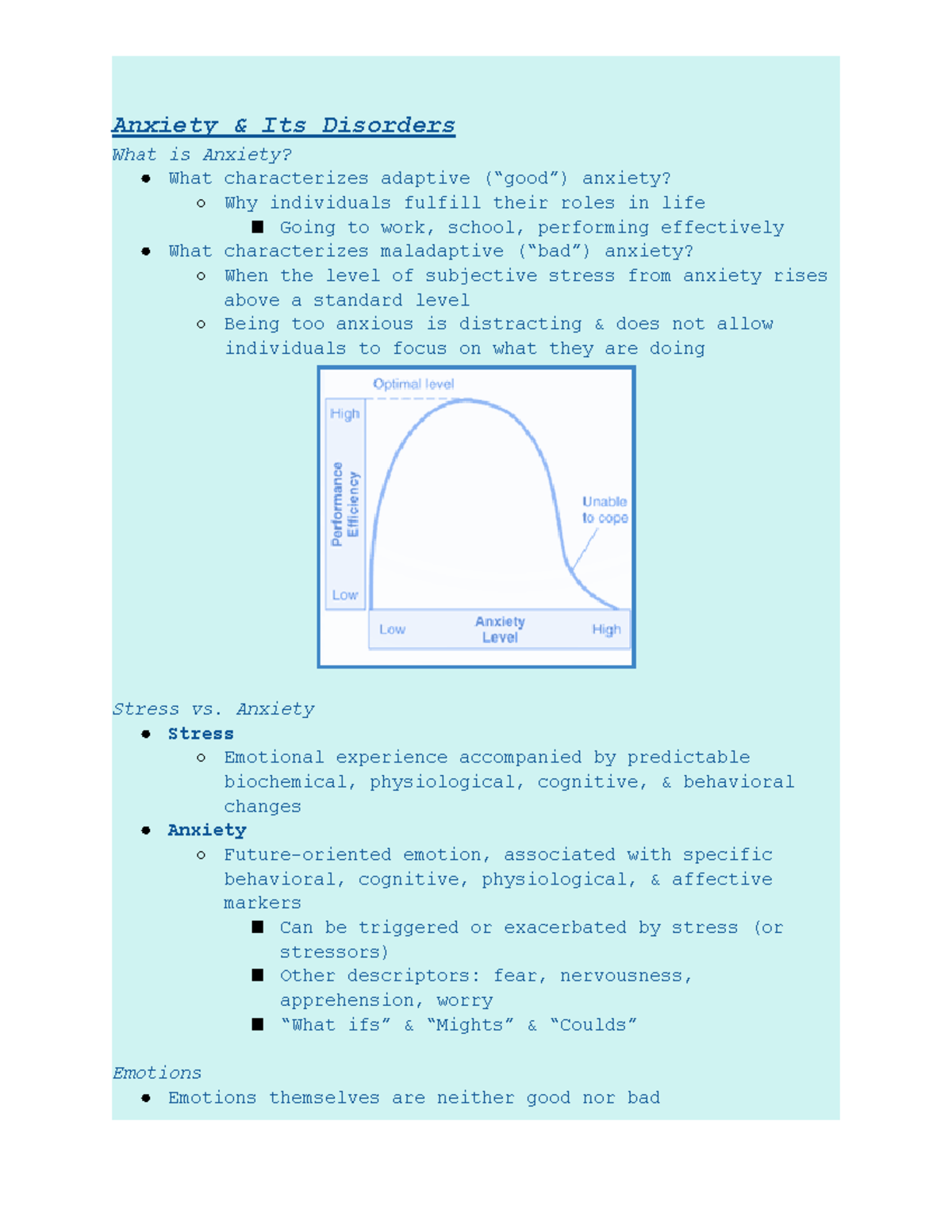 Chapter 7: Anxiety and Its Disorders - Anxiety & Its Disorders What is ...