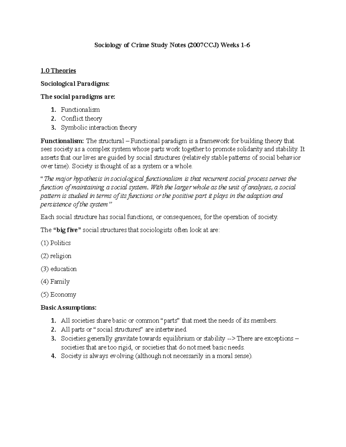 Week 1 - sociology of crime - Sociology of Crime Study Notes (2007CCJ ...