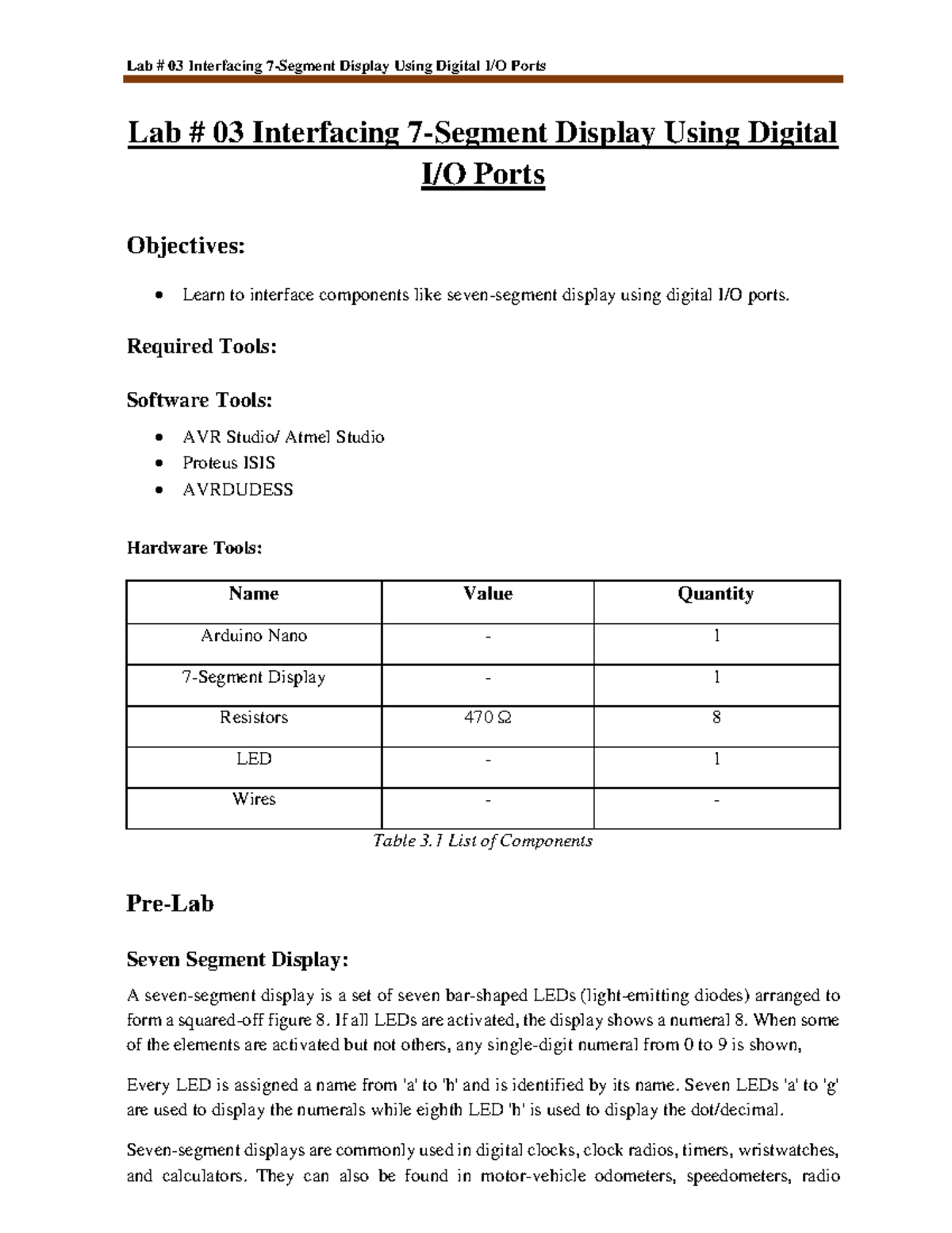 433208022-Mp - Microcontroller - Lab # 03 Interfacing 7-Segment Display Using Digital I/O Ports ...
