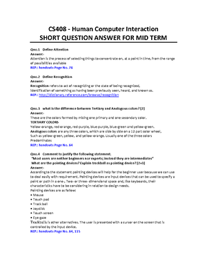 CS408 Midterm Solved MCQS By Junaid - CS408-Human Computer Interaction MID TERM MCQS Prepared by ...