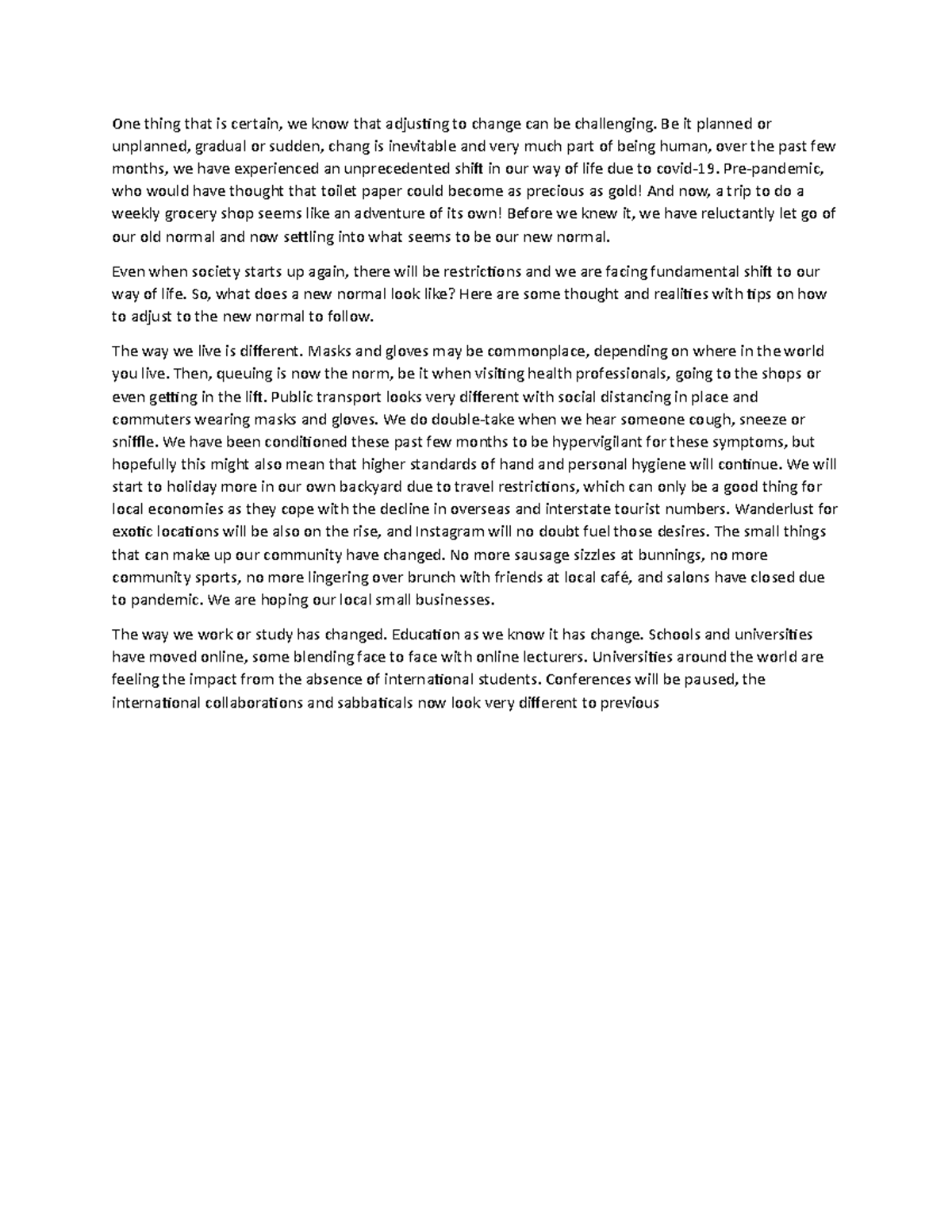 One thing that is certain - grammar - UiTM - Studocu