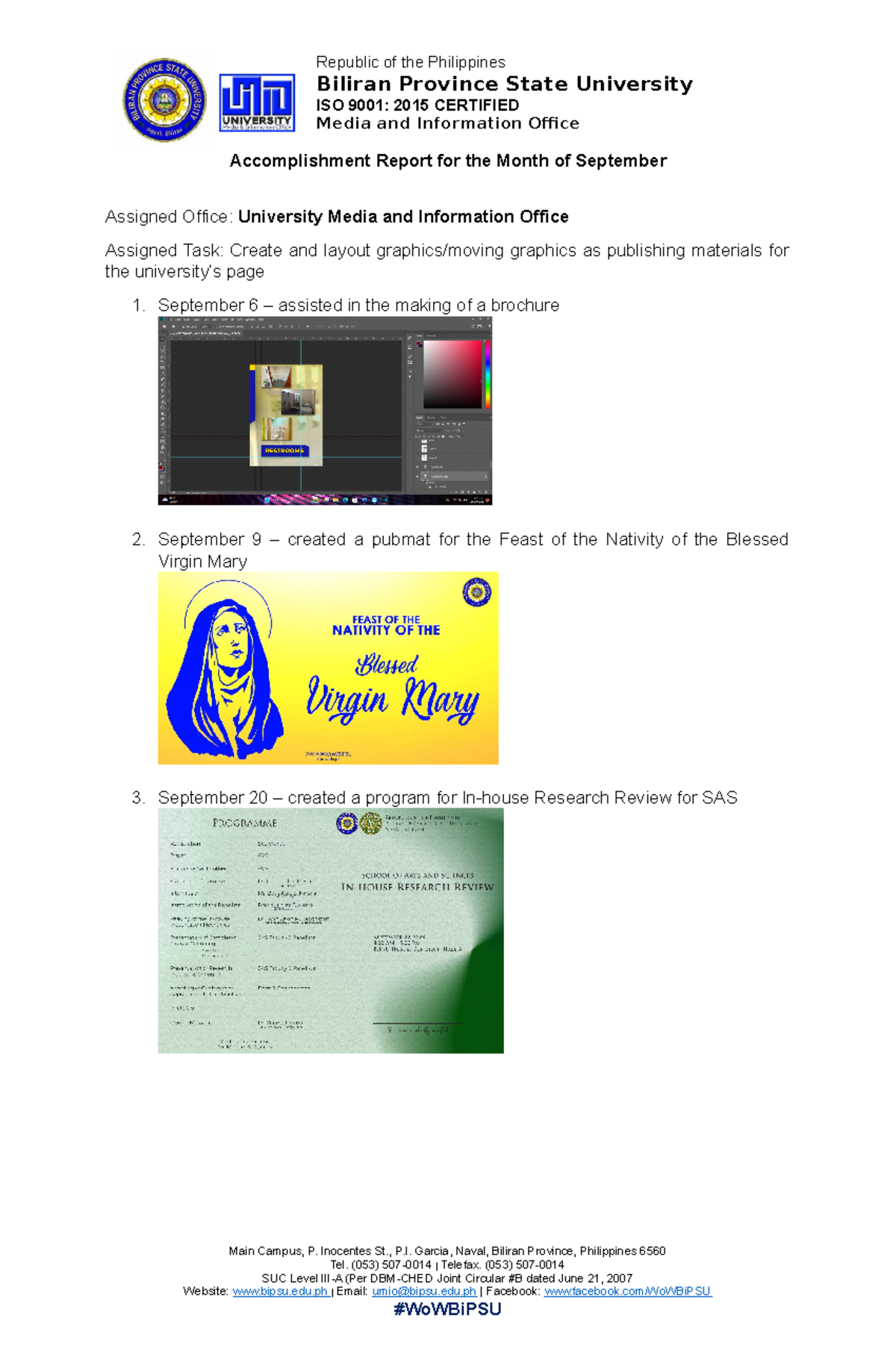 Accomplishment-Report Sept - Republic of the Philippines Biliran ...