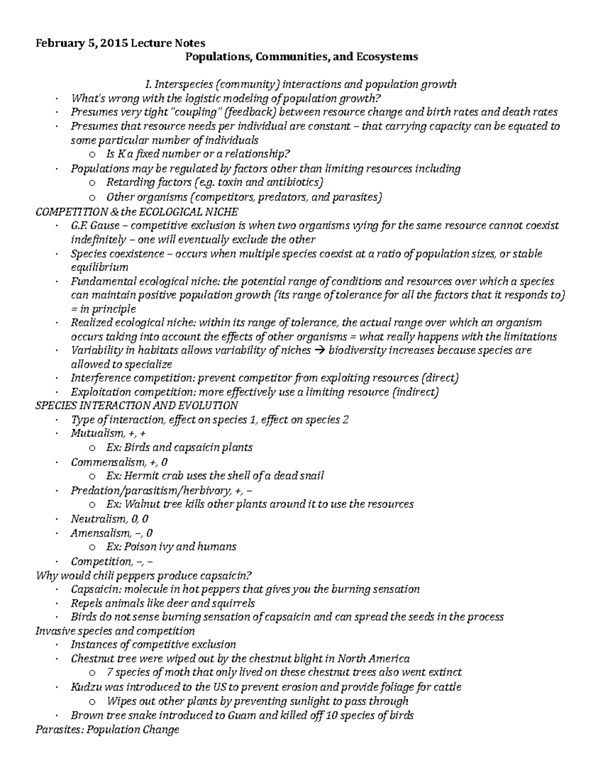 2.05.15 (lecture) Notes - February 5, 2015 Lecture Notes Populations ...