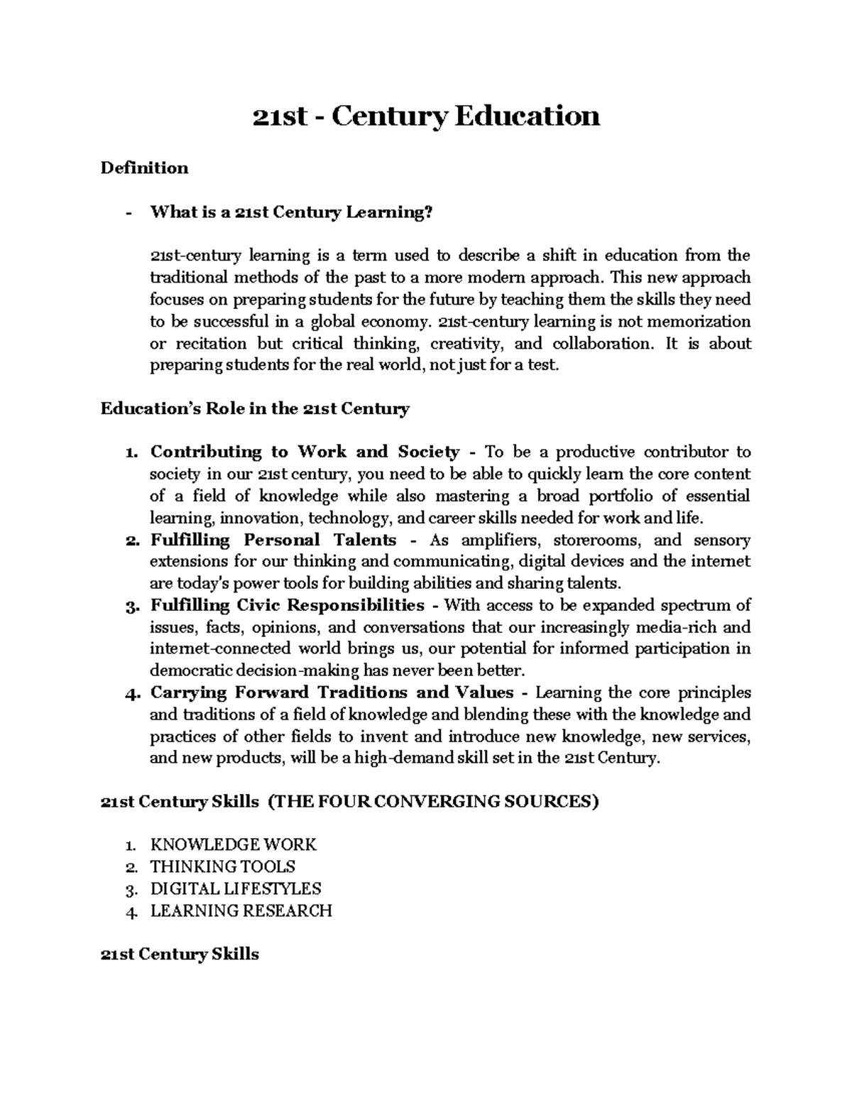 21st Century Education Handouts - 21st - Century Education Definition ...