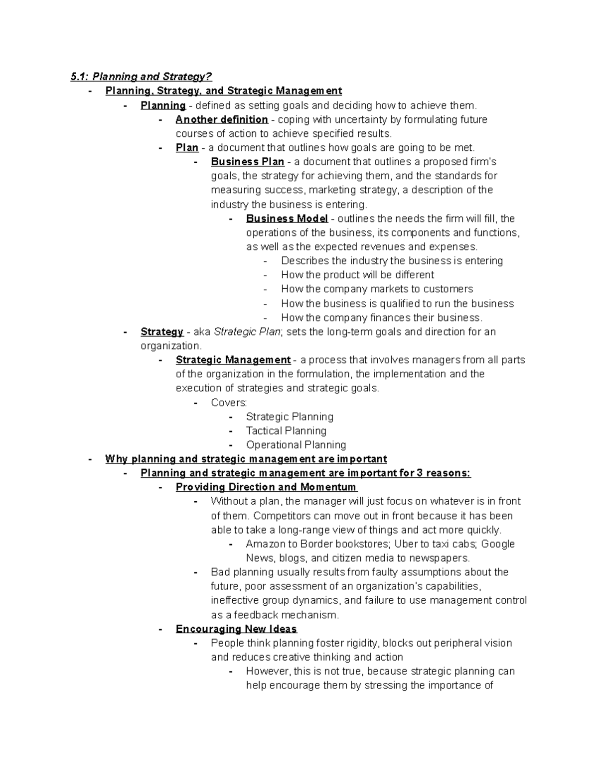 Chapter 5 Smartbook Notes - 5: Planning and Strategy? - Planning ...
