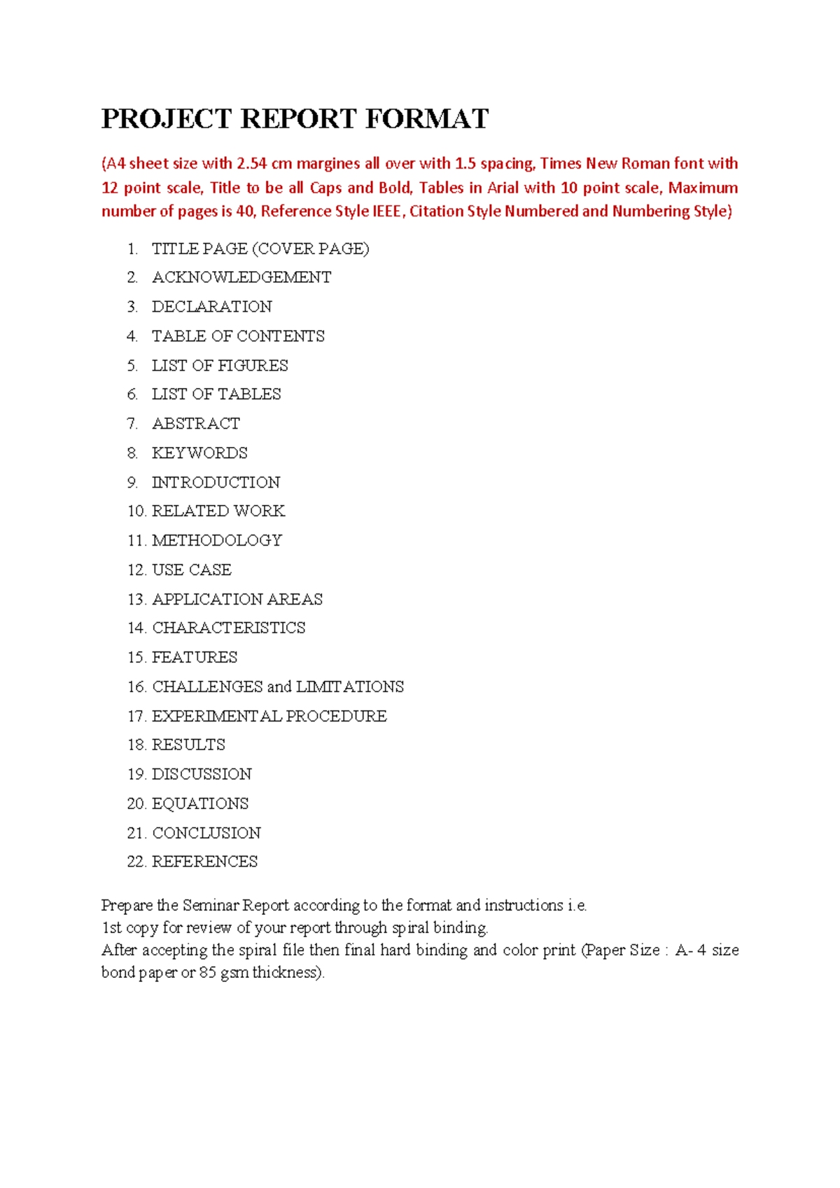 Project Report Format - PROJECT REPORT FORMAT (A4 sheet size with 2 cm ...