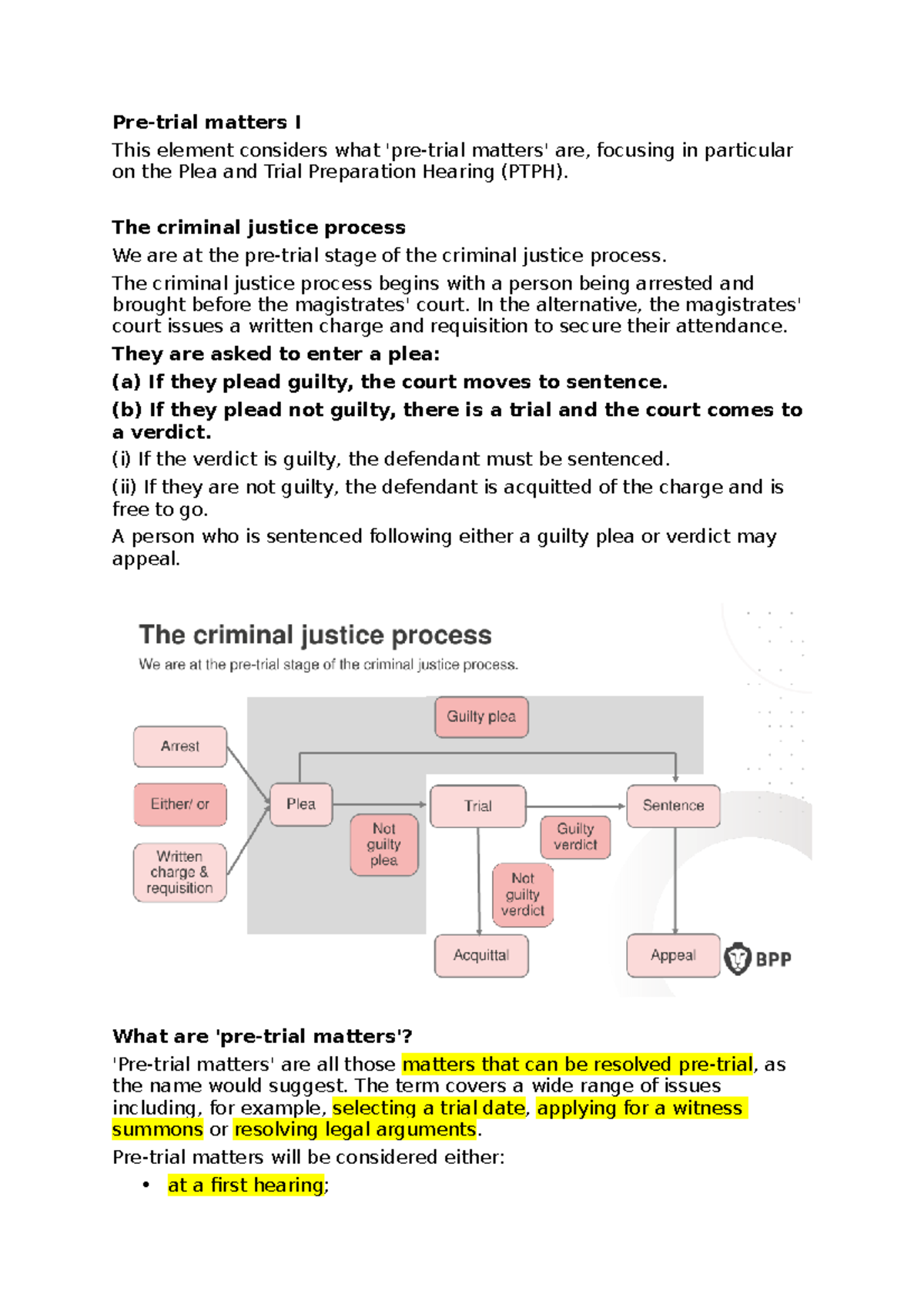 pre-trial matter 1 - Pre-trial matters I This element considers what ...