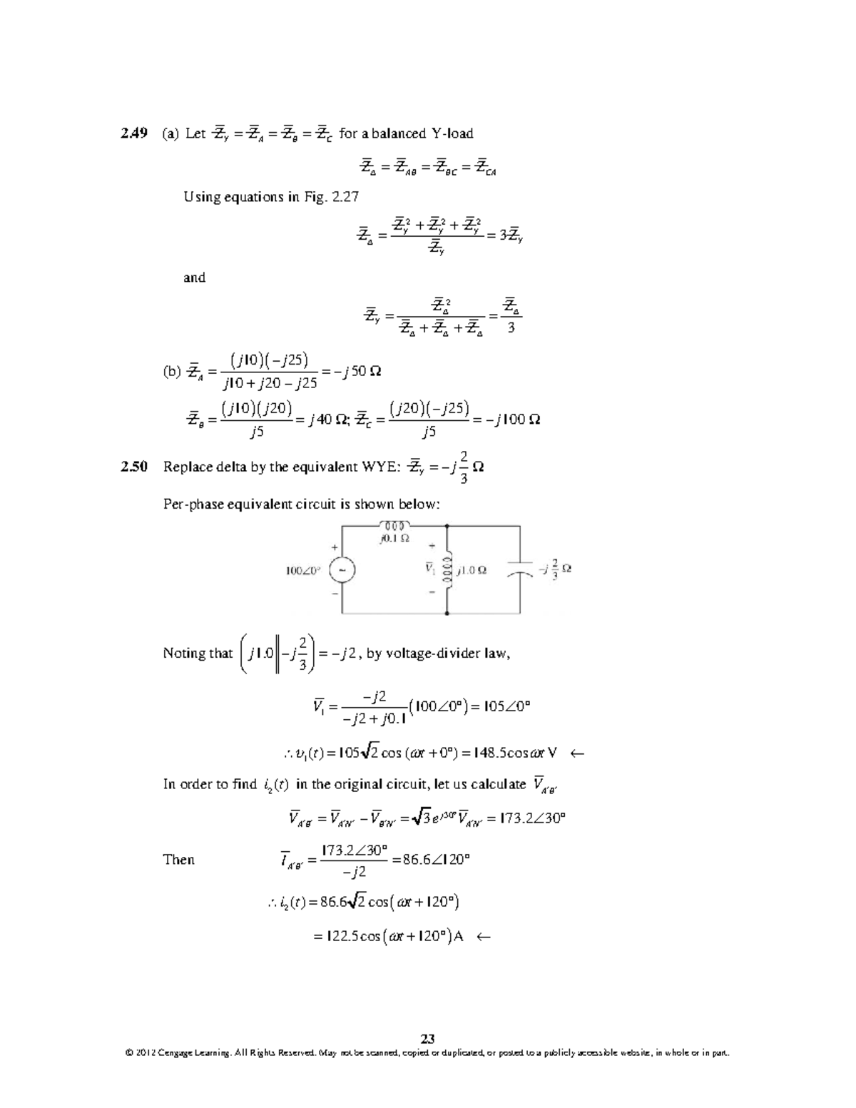 Glover Power.System.Analysis - 23 2 (a) Let ZY = Z A = Z B = ZC for a ...
