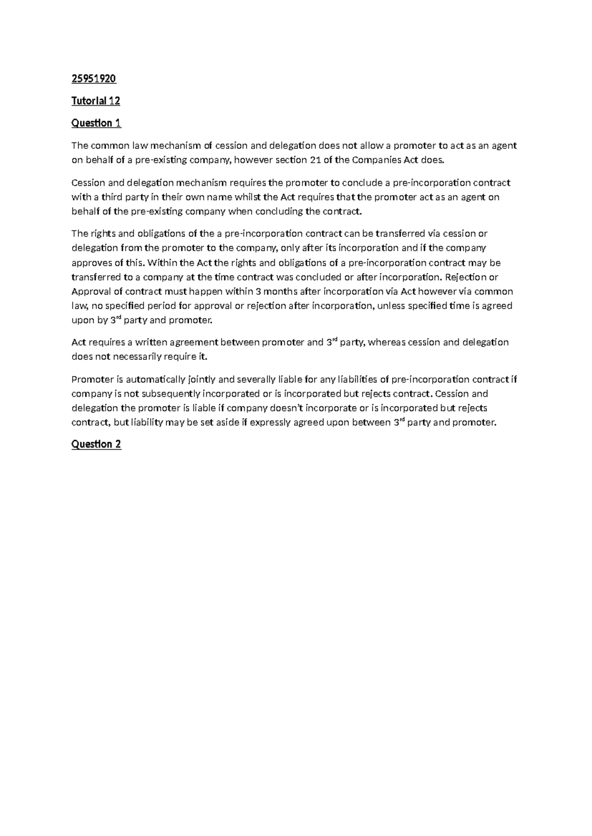 25951921- Tut 12 Answers - 25951920 Tutorial 12 Question 1 The common ...