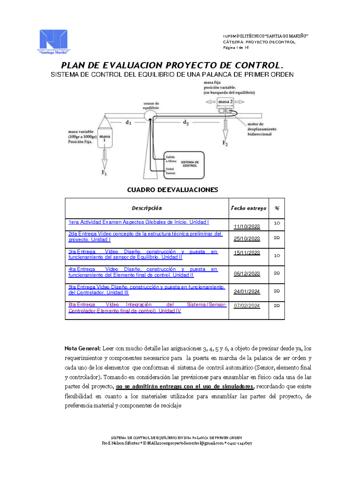 PEPC PLAN EVAL Sceppo 2023-2 Online - CÁTEDRA: PROYECTO DE CONTROL ...