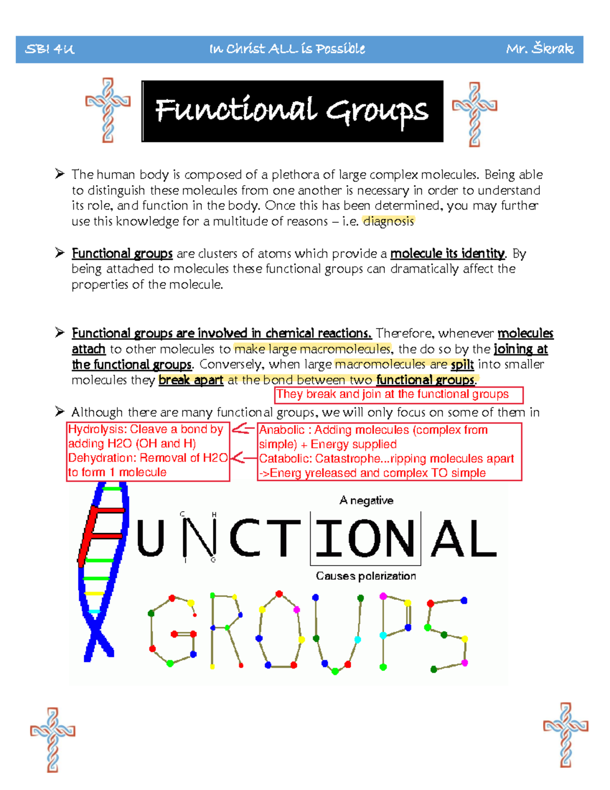 5 Functional Groups - Please give as much additional information as ...