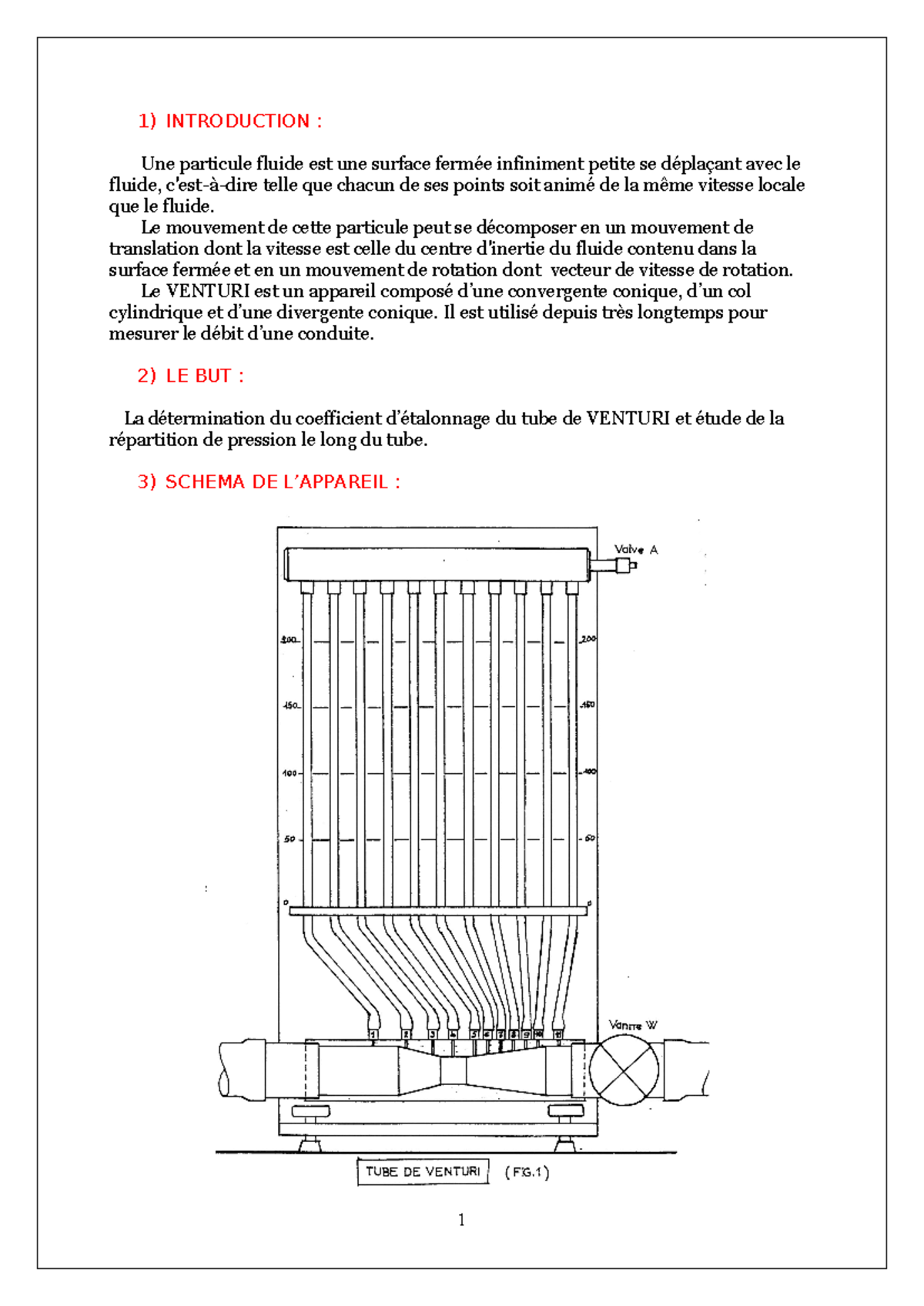 TP2 Amine Tube de venturi - INTRODUCTION : Une particule fluide est une ...
