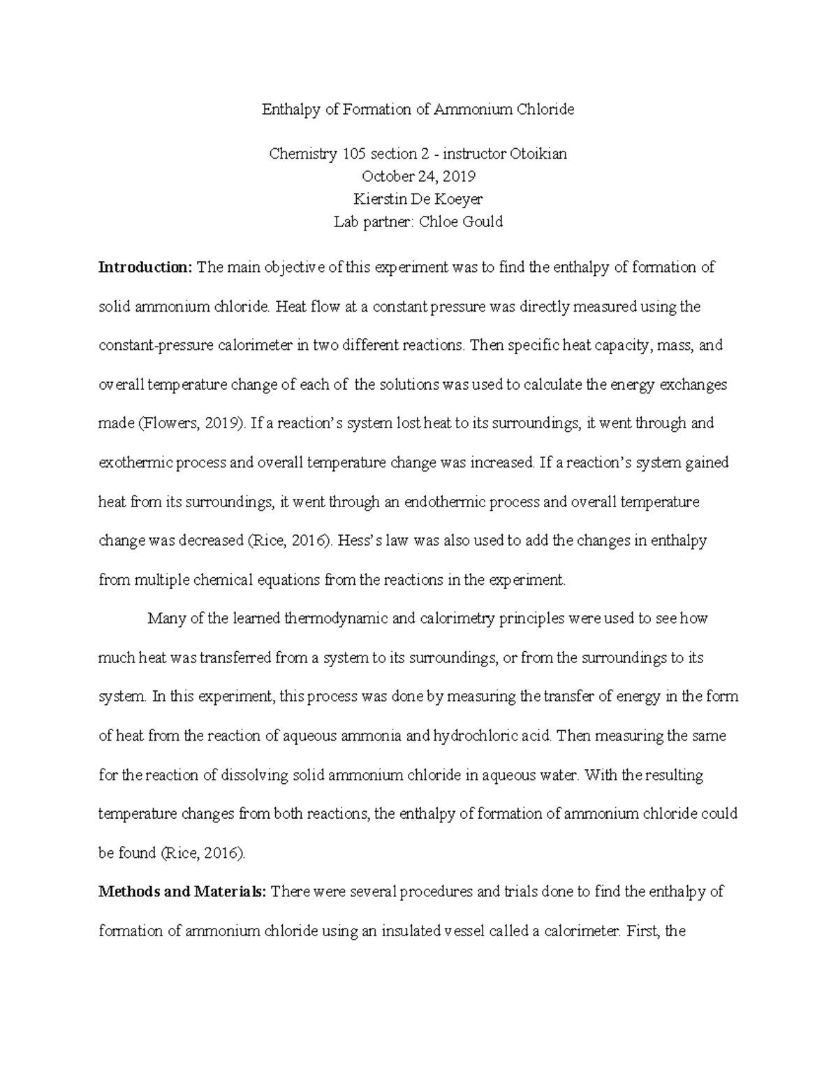 Enthalpy of Formation of Ammonium Chloride - Enthalpy of Formation of ...