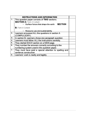 GR9 Geo Memo Common test - 2 Geography Marking guideline Grade 9 ...