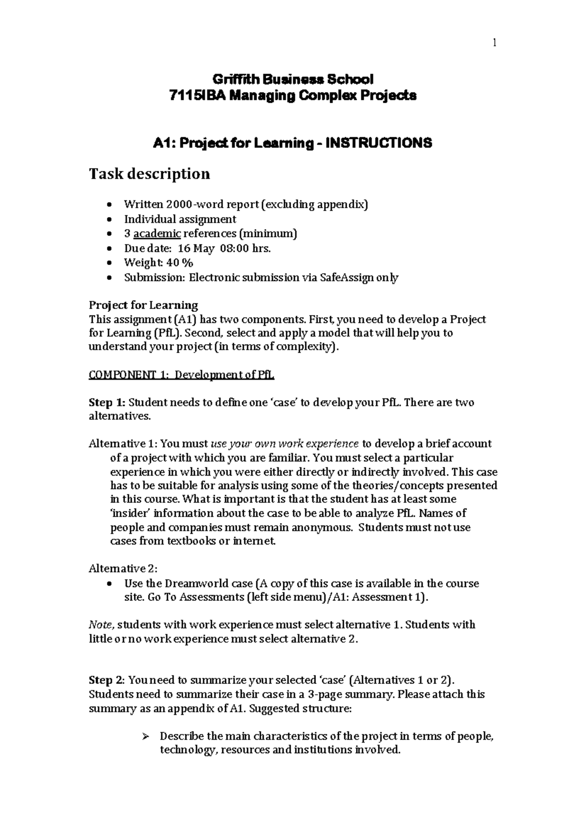 A1 Instructions V2 - dfcxcx - 1 Griffith Business School 7115 IBA ...