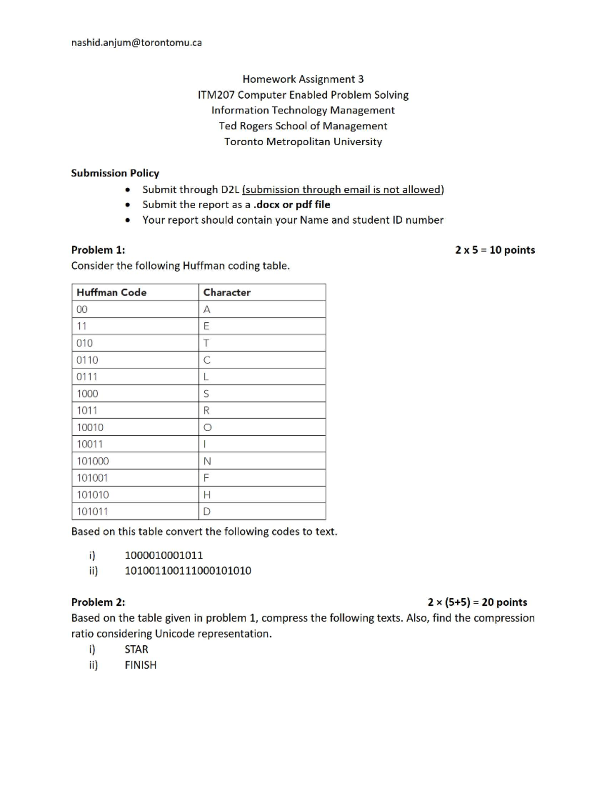 Homework Assignment 3 - 222 - ITM207 - Studocu