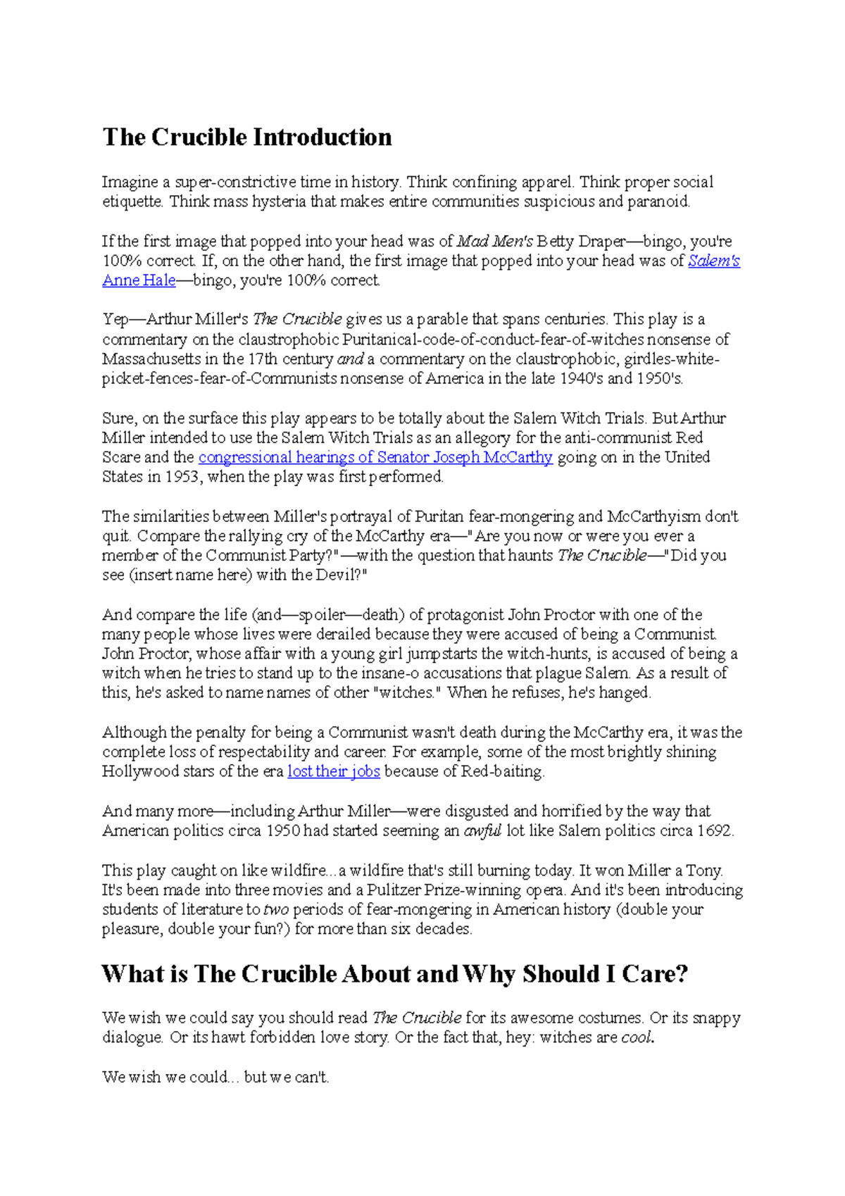 The Crucible Summary - The Crucible Introduction Imagine a super ...