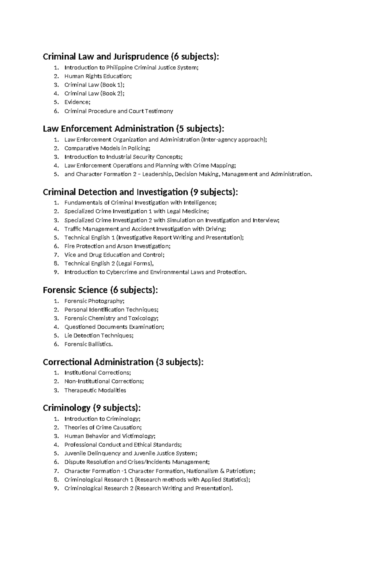 Board Subject Areas - Criminal Law and Jurisprudence (6 subjects): 1 ...