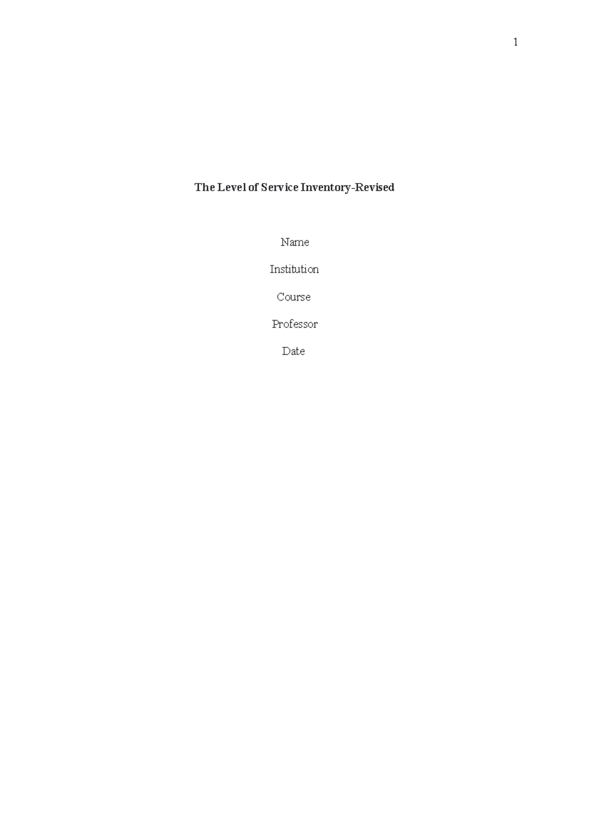 The Level of Service Inventory - Revised - The Level of Service ...