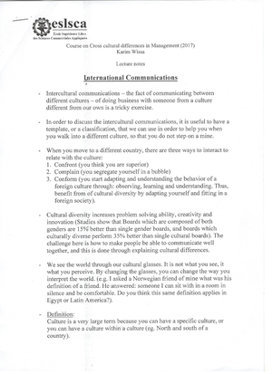 Cross Culture Communications and Negotiations Lecture 6 Notes - Cross ...