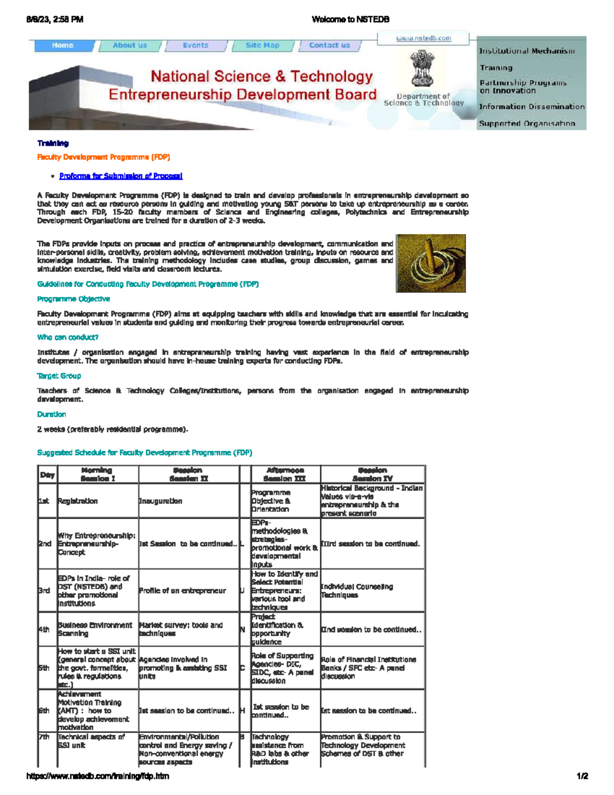 DST schemes - 2:58 PM Welcome to NSTEDB Home About us Events Site Map ...
