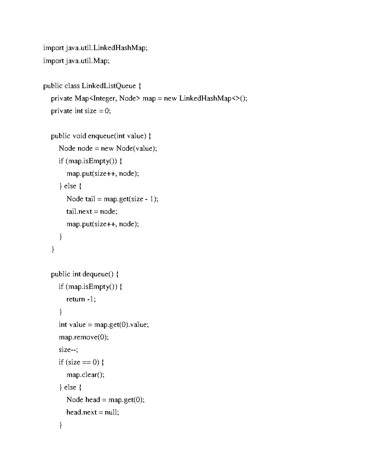 Quiz 05 Answer - note - import java.util; import java.util; public class LinkedListQueue ...