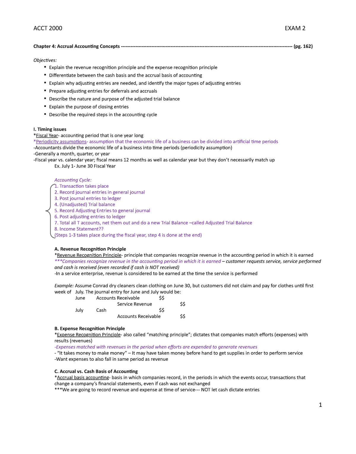 Acct 2000 exam 2 study guide - ACCT 2000 EXAM 2 Chapter 4: Accrual ...