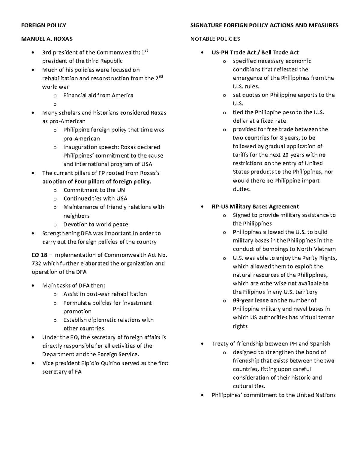 Reviewer - MANUEL A. ROXAS 3rd president of the Commonwealth; 1st ...