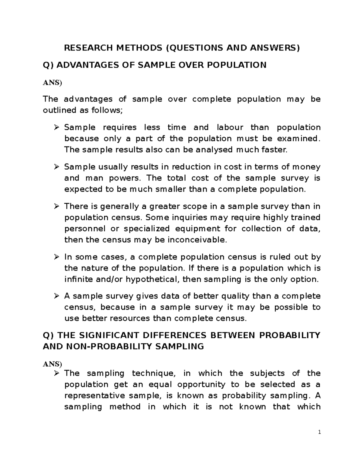 Answers - learning material - RESEARCH METHODS (QUESTIONS AND ANSWERS ...