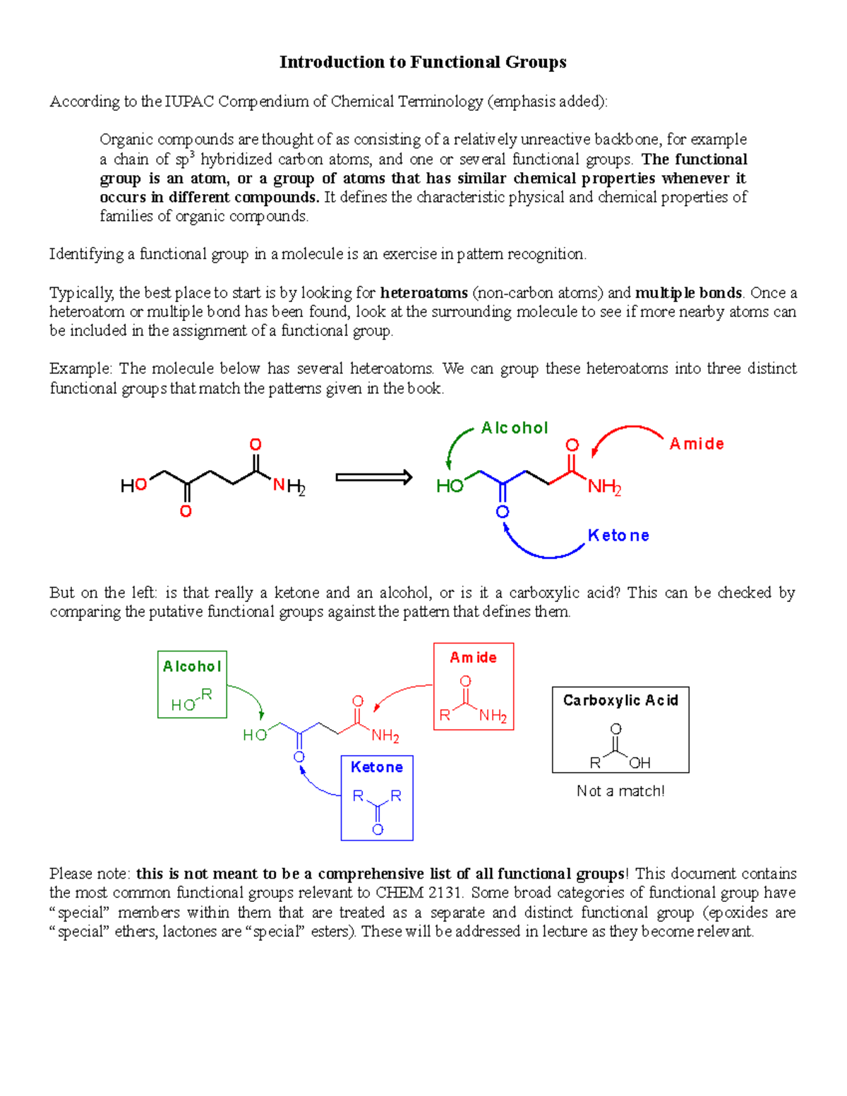 Functional Groups - Introduction to Functional Groups According to the ...