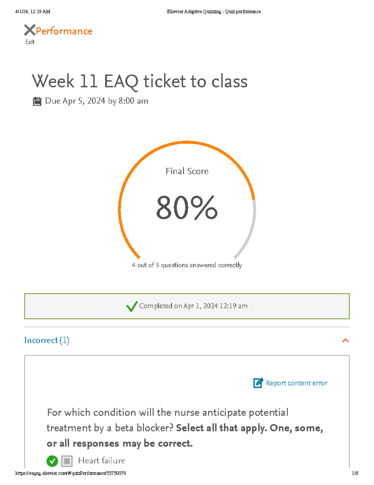 Week 11 eaq pharm - eaq - Exit Performance Week 11 EAQ ticket to class ...