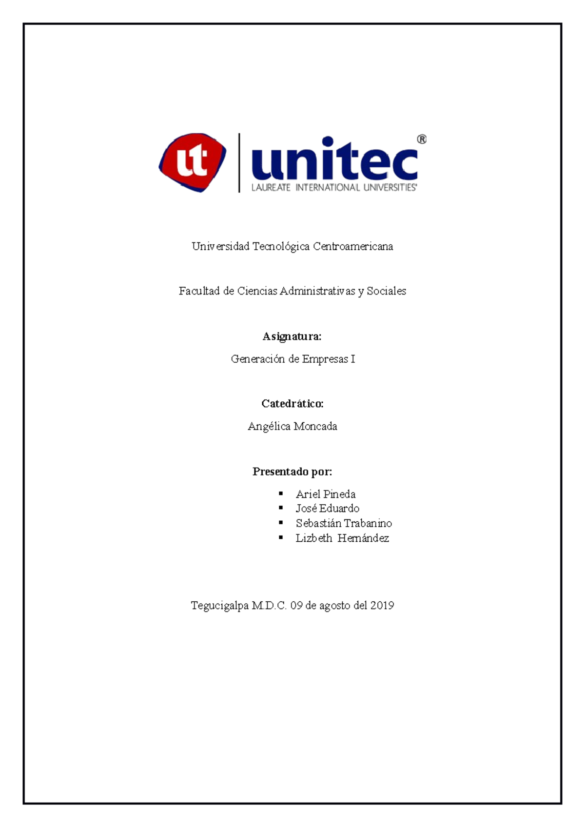 Resumen - hbjbj - Universidad Tecnológica Centroamericana Facultad de ...