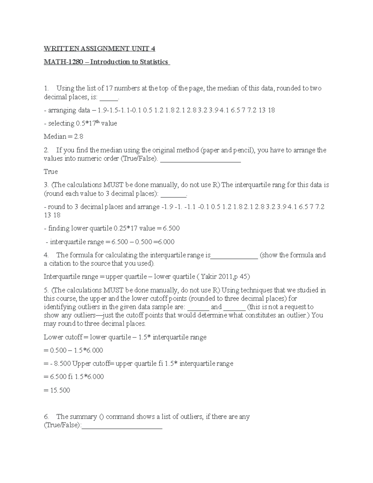 Written Assignment UNIT 4 - Math- 1280 - WRITTEN ASSIGNMENT UNIT 4 MATH ...