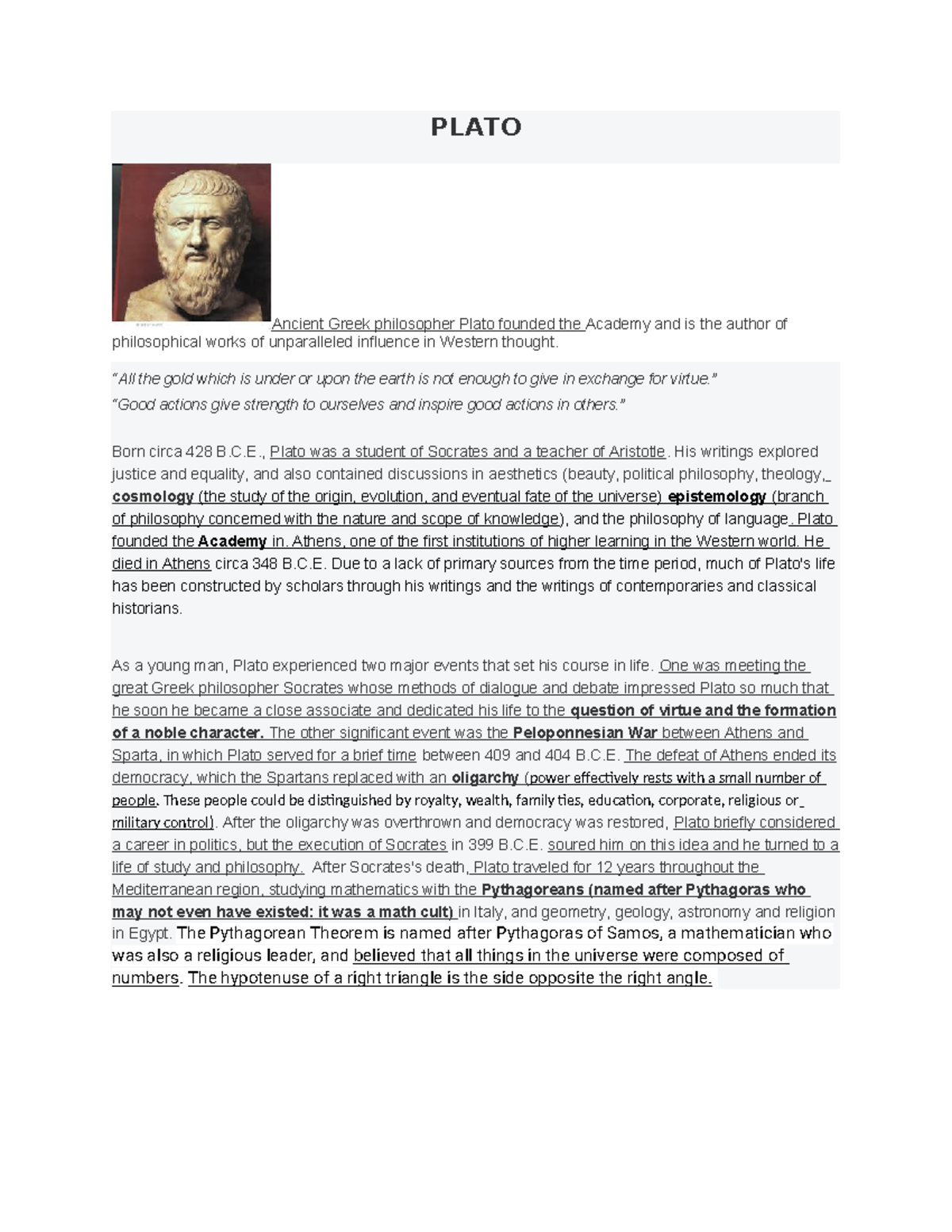 Plato Oct 2022 - PLATO Ancient Greek philosopher Plato founded the ...