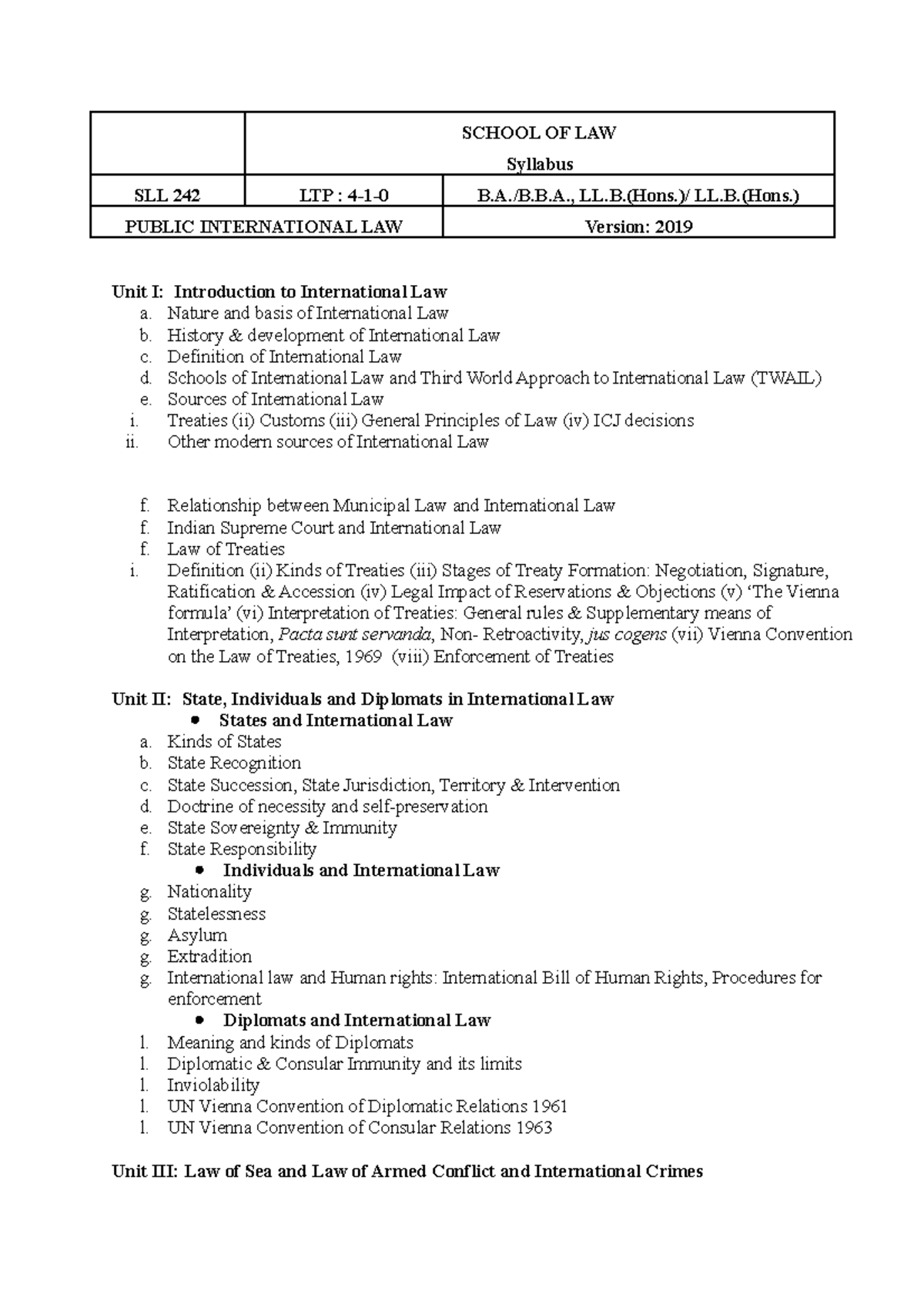 PIL - SCHOOL OF LAW Syllabus SLL 242 LTP : 4-1-0 B.A./B.B., LL.(Hons ...