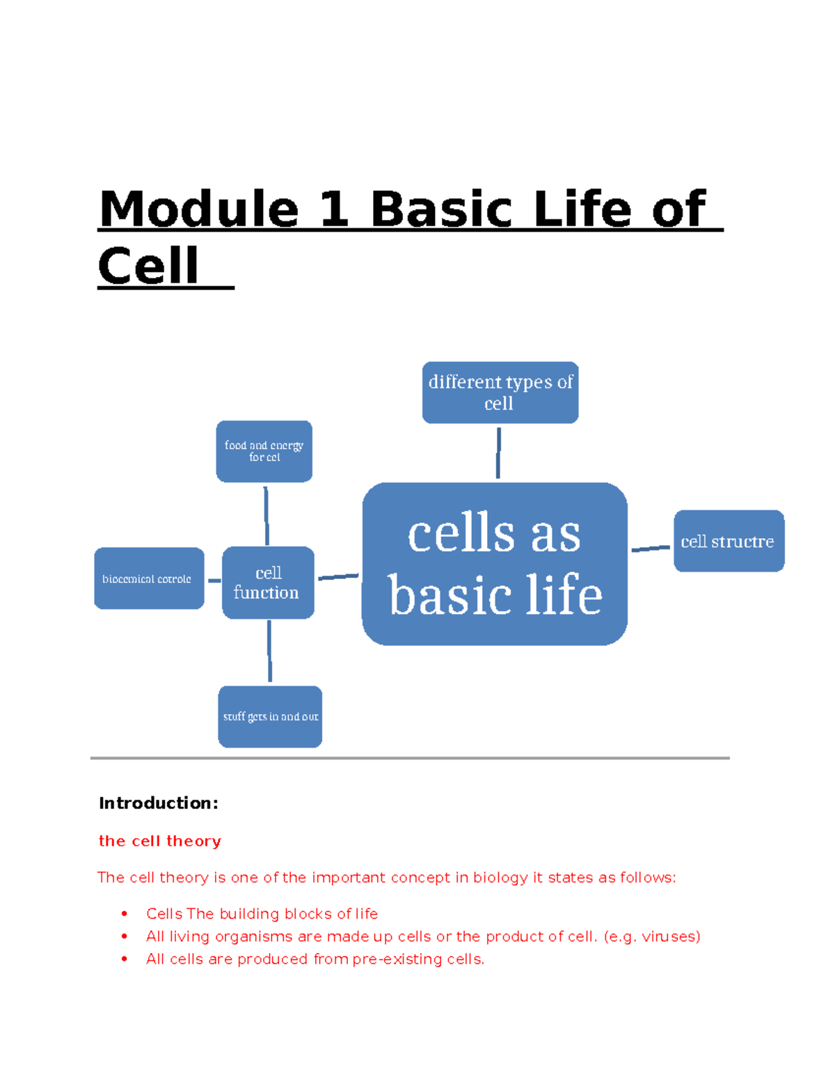 Notes – Module 1 Cells as the Basis Of Life - Module 1 Basic Life of ...
