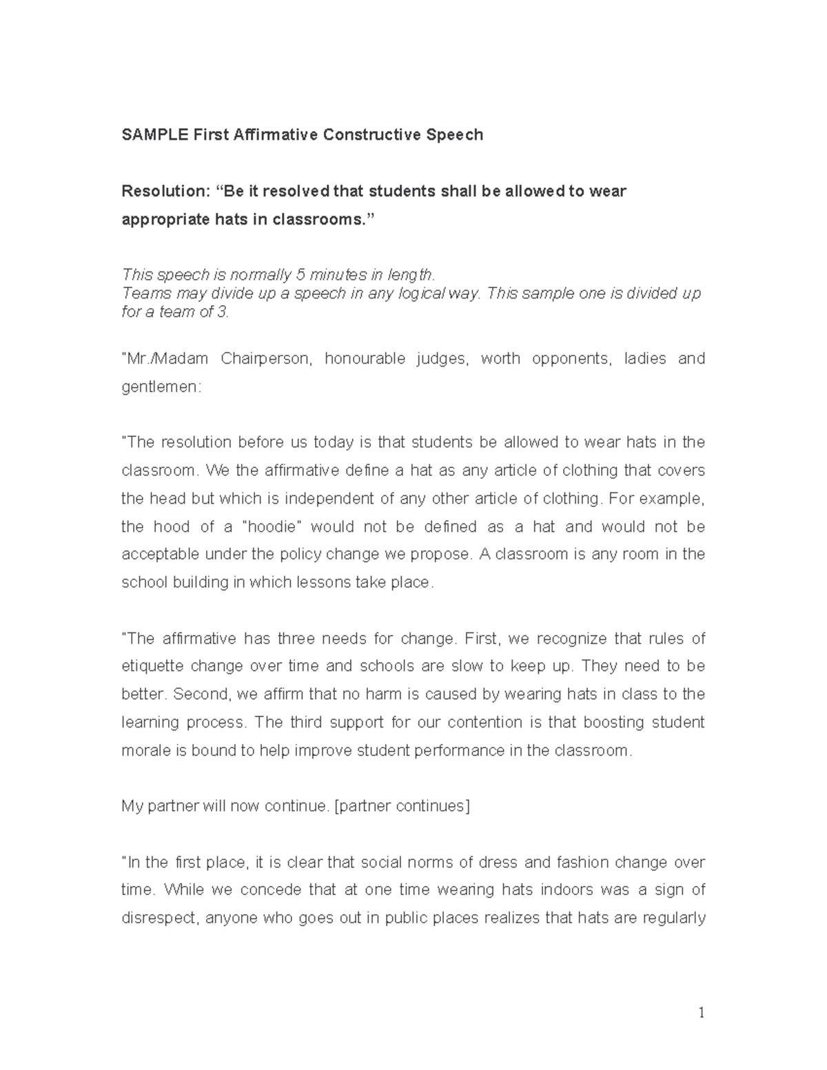 Sample Affirmative Constructive - - Studocu