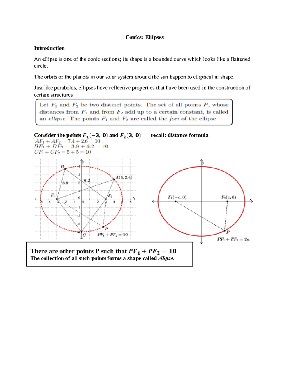 Ellipses - 2022-2023 - ellipse - Conics: Ellipses Introduction An ...