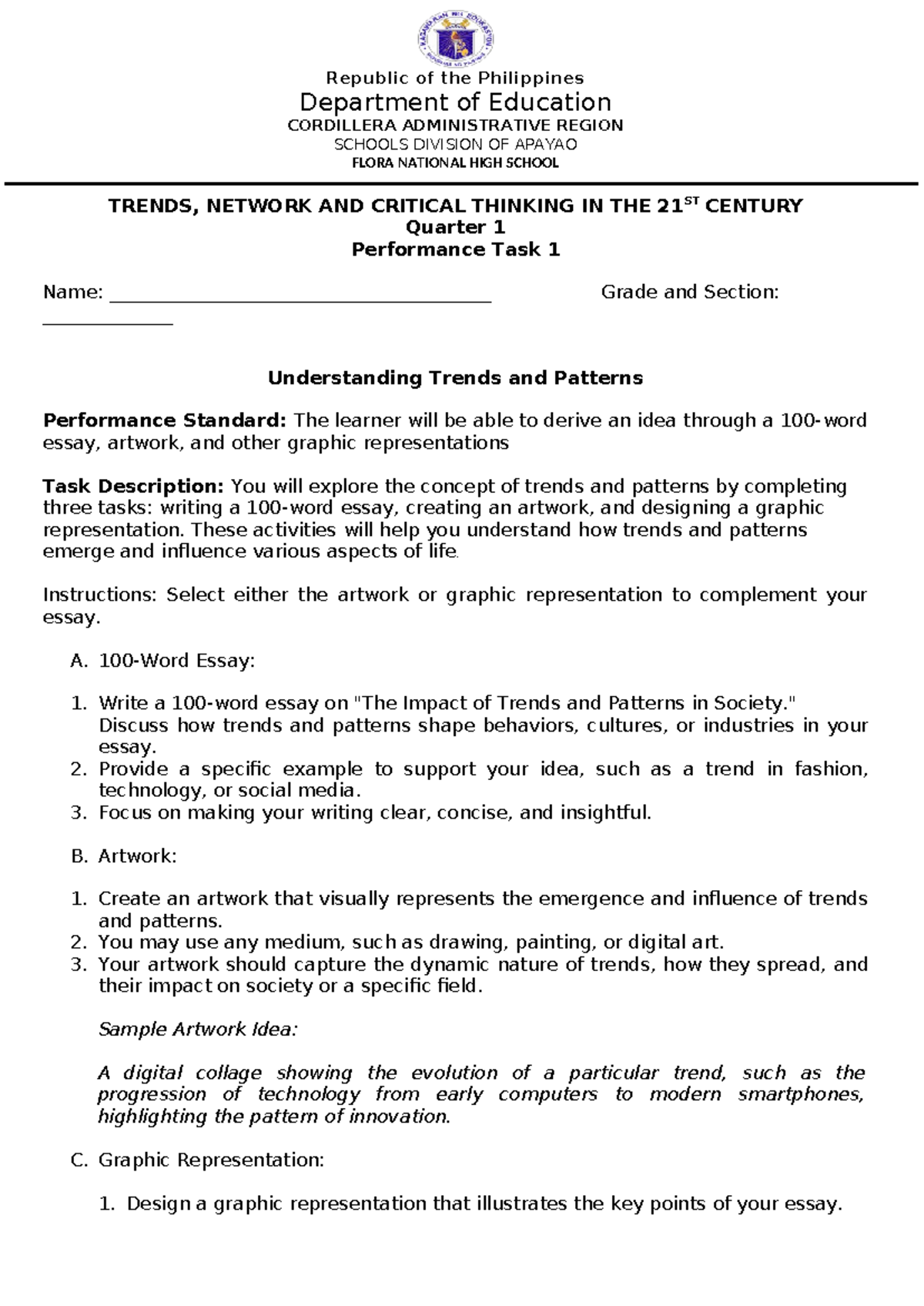 1. Performance Standard 1 - Republic of the Philippines Department of ...