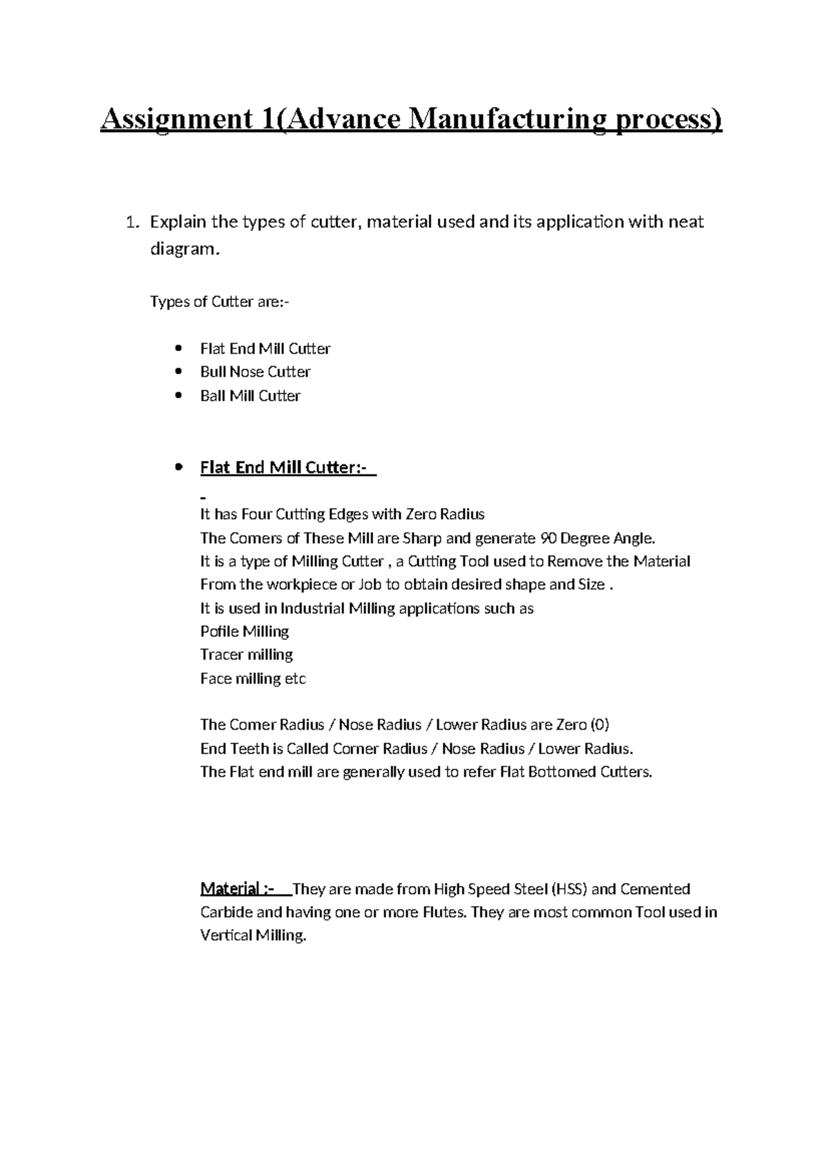 Advance Manufacturing notes - Assignment 1(Advance Manufacturing ...