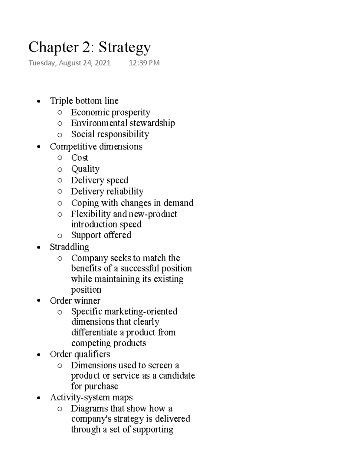 Chapter 2 Strategy - Triple bottom line ï Economic prosperity ï Environmental stewardship ï ...