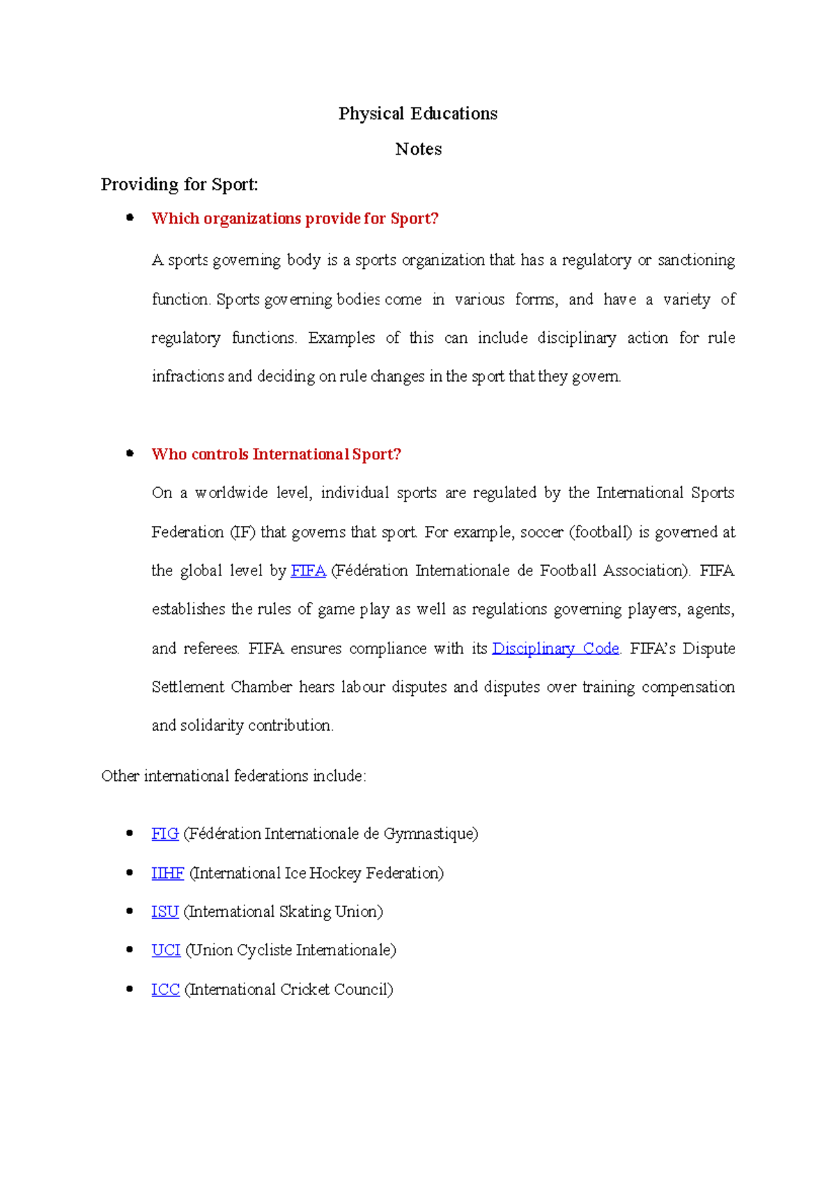 Physical Education Notes - Physical Educations Notes Providing for ...