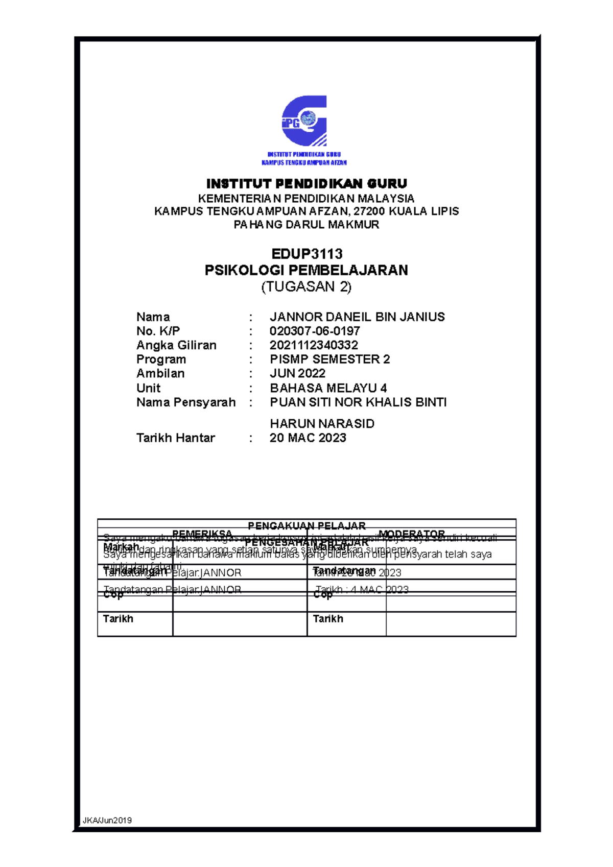 EDUP 3113 PEMBELAJARAN DAN PEDAGOGI - INSTITUT PENDIDIKAN GURU KEMENTERIAN PENDIDIKAN MALAYSIA ...