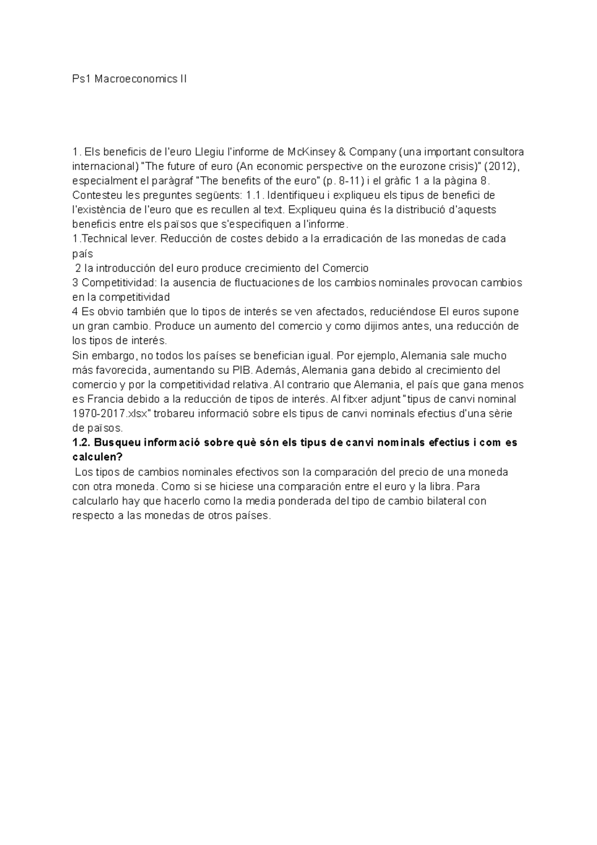 Problem set resuelto de1 Macroeconomics II - UPF - Studocu