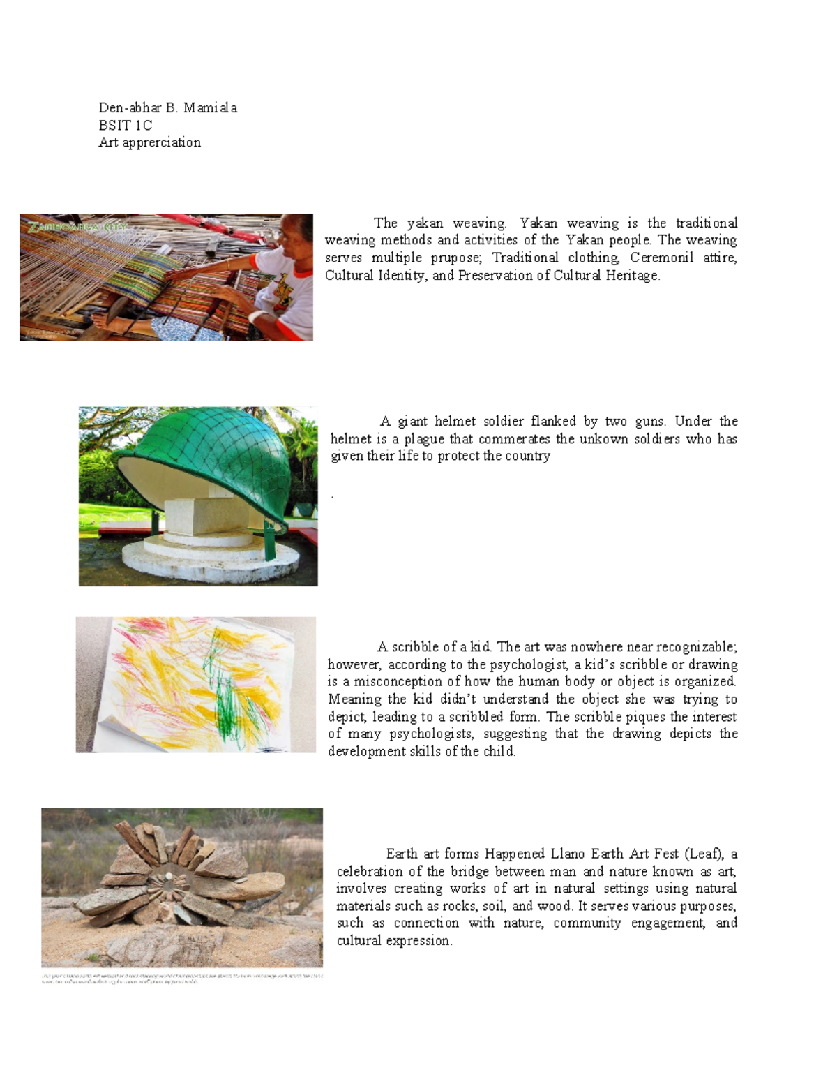 ART APPRECIATION - Den-abhar B. Mamiala BSIT 1C Art apprerciation The ...