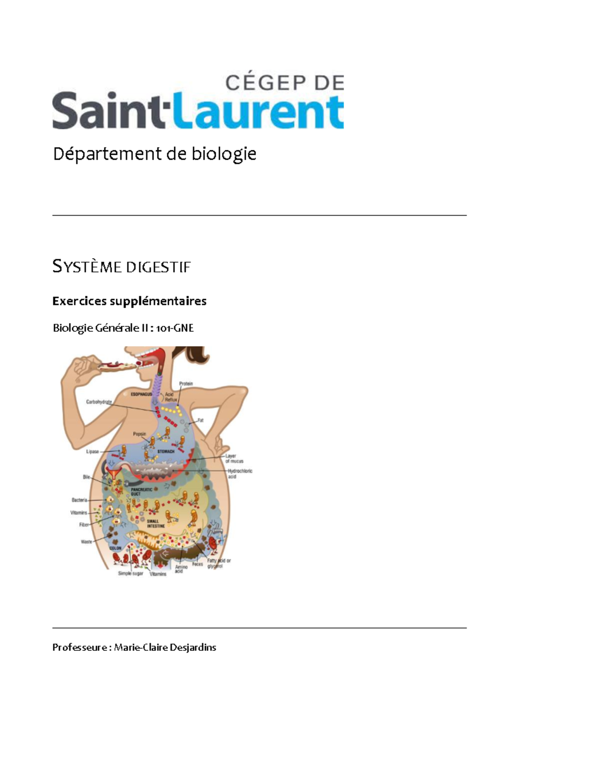Corrigé Exercices SD - exos pratiques - Département de biologie SYSTÈME ...